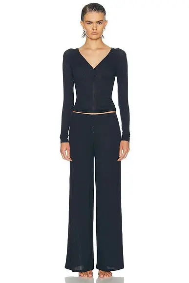 NEGATIVE UNDERWEAR Whipped Henley Top - Navy