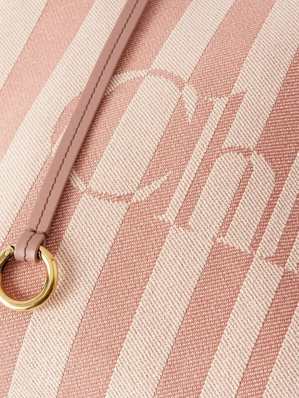 Chloé Striped Canvas Shoulder Bag With Leather Trim - Pink