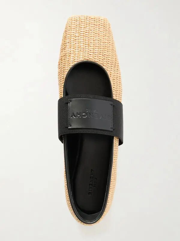 Givenchy Logo-appliquéd Raffia Ballerina Flats - Neutrals