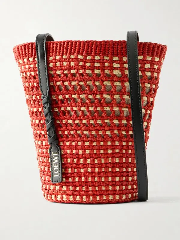 Loewe Braided Raffia Shoulder Bag - Red