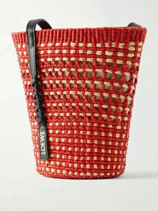 Loewe Braided Raffia Shoulder Bag - Red