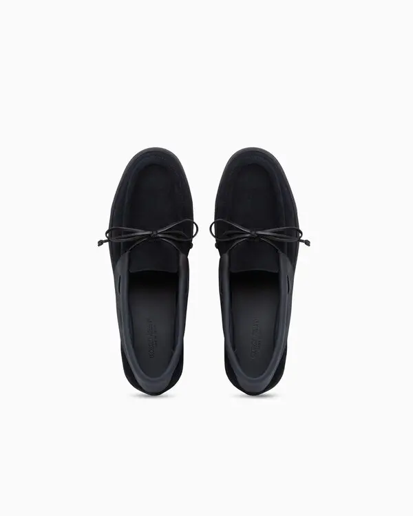 Giorgio Armani Suede Slip-on Loafers With Rubber Soles - Blue