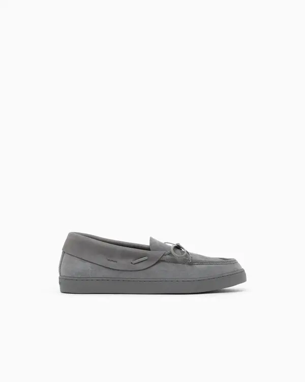 Giorgio Armani Suede Slip-on Loafers With Rubber Soles - Grey