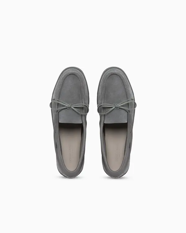 Giorgio Armani Suede Slip-on Loafers With Rubber Soles - Grey