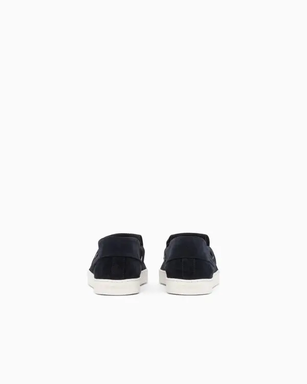 Giorgio Armani Suede Loafers With Leather Lining And Rubber Sole - Blue