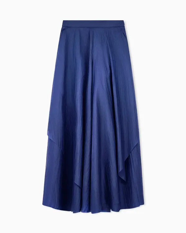 Giorgio Armani Crinkled Nylon Multilayer Trouser Skirt - Blue
