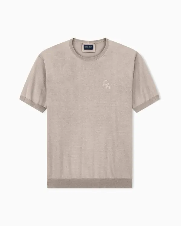 Giorgio Armani Slim Fit Silk And Cotton Knit Sweater - Grey