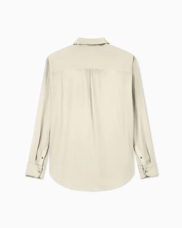 Giorgio Armani Regular Fit Cotton And Silk Blend Creponne Shirt - Green