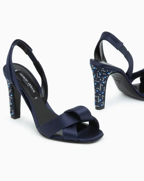 Giorgio Armani Embellished High Heel Slingback Sandals