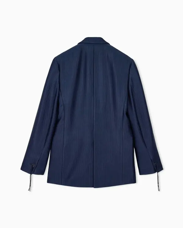 Giorgio Armani Regular Fit Waffle Viscose And Wool Blazer