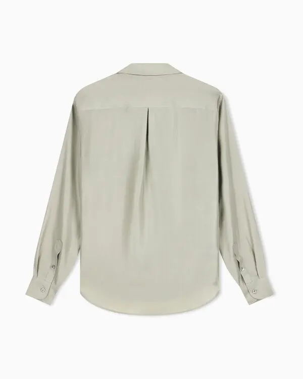 Giorgio Armani Oversized Silk Habotai Shirt With Cupro Lining - Green