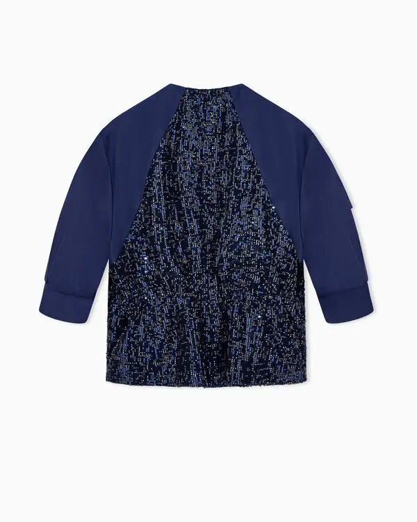 Giorgio Armani Silk Shantung Cropped Coat With Beaded Embroidery