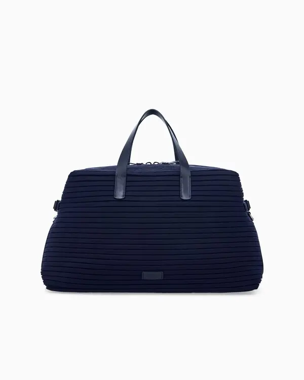 Giorgio Armani Pleated Canvas Duffel Bag - Navy Blue