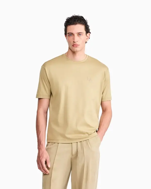 Giorgio Armani T-shirt Regular Fit Organic Cotton Interlock Jersey - Beige