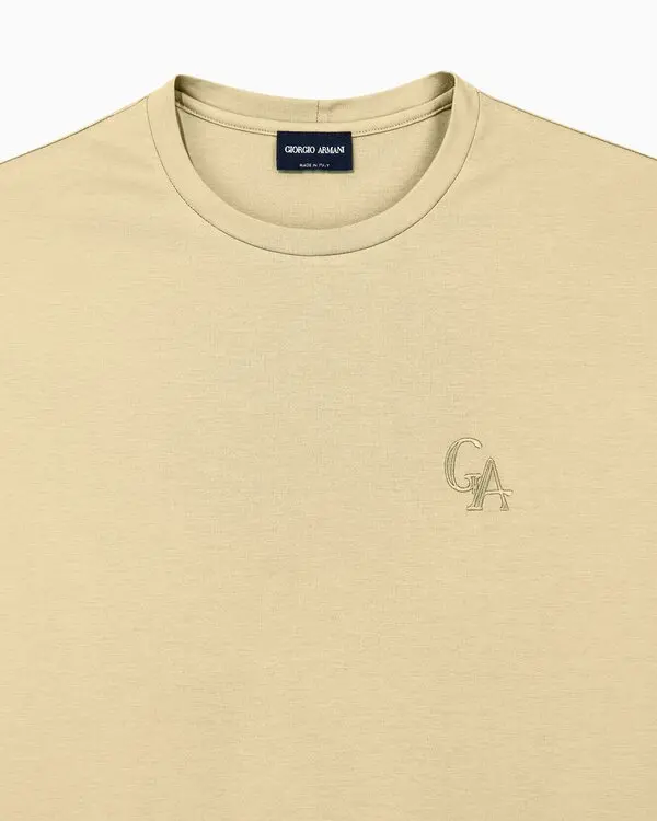 Giorgio Armani T-shirt Regular Fit Organic Cotton Interlock Jersey - Beige