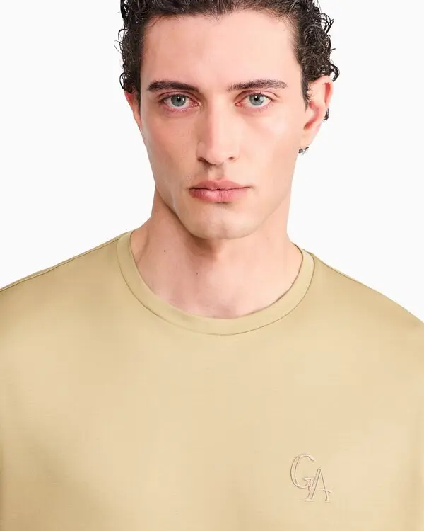 Giorgio Armani T-shirt Regular Fit Organic Cotton Interlock Jersey - Beige