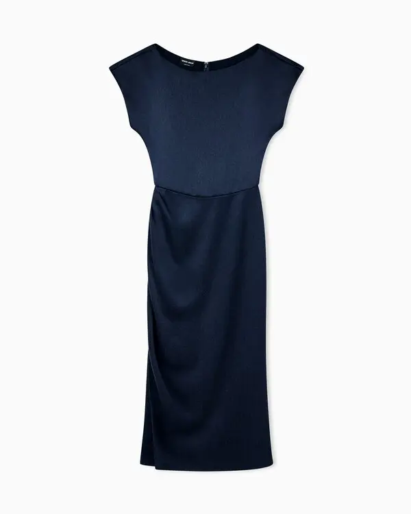 Giorgio Armani Hammered Satin Draped Midi Dress