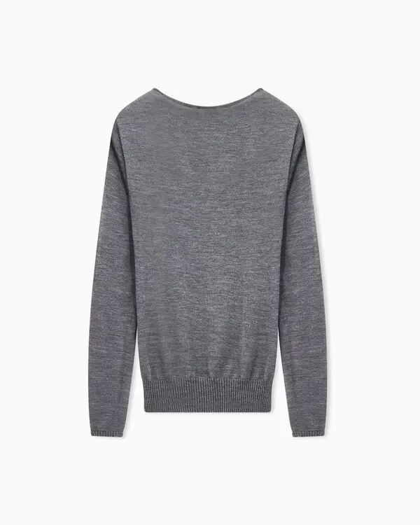 Giorgio Armani Seamless Cashmere Round Neck Long Sleeve Sweater - Grey