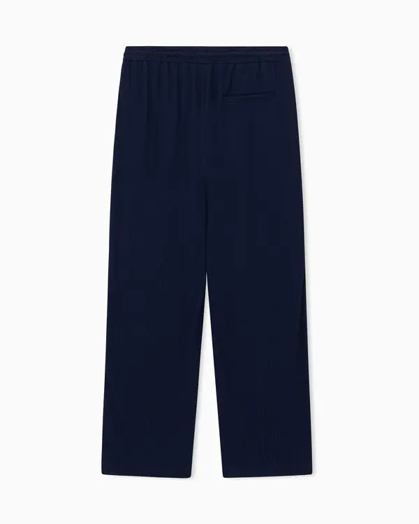 Giorgio Armani Regular Fit Seersucker Jersey Trousers With Cashmere