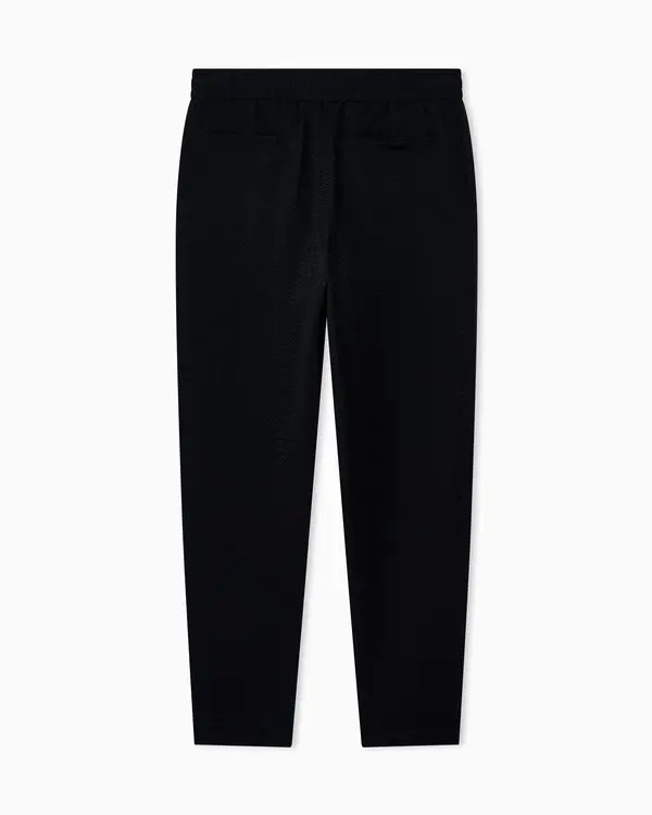 Giorgio Armani Micro Jacquard Chevron Cupro Trousers - Black