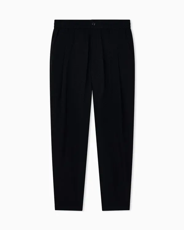 Giorgio Armani Micro Jacquard Chevron Cupro Trousers - Black