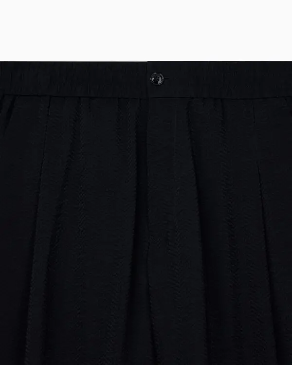 Giorgio Armani Micro Jacquard Chevron Cupro Trousers - Black