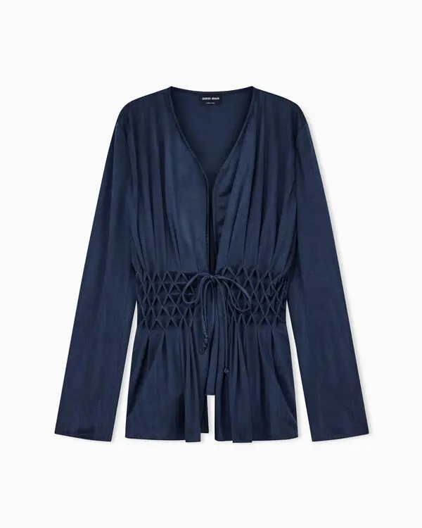 Giorgio Armani Jacquard Viscose Jersey Blazer - Blue