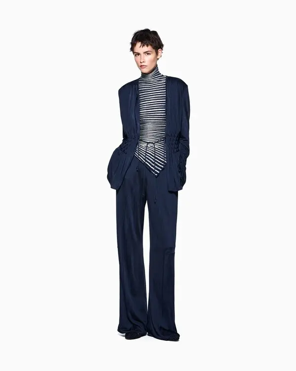 Giorgio Armani Jacquard Viscose Jersey Blazer - Blue