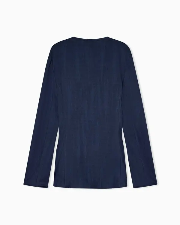 Giorgio Armani Jacquard Viscose Jersey Blazer - Blue