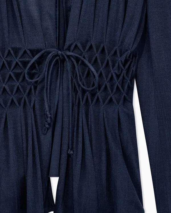 Giorgio Armani Jacquard Viscose Jersey Blazer - Blue