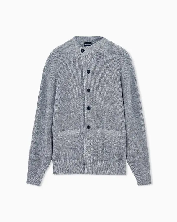 Giorgio Armani Ribbed Linen, Cotton, Cashmere, And Silk Cardigan