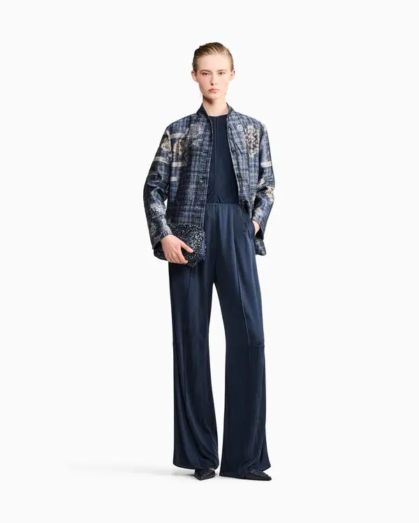 Giorgio Armani Slim-fit Jacquard Viscose T-shirt With Tank Effect