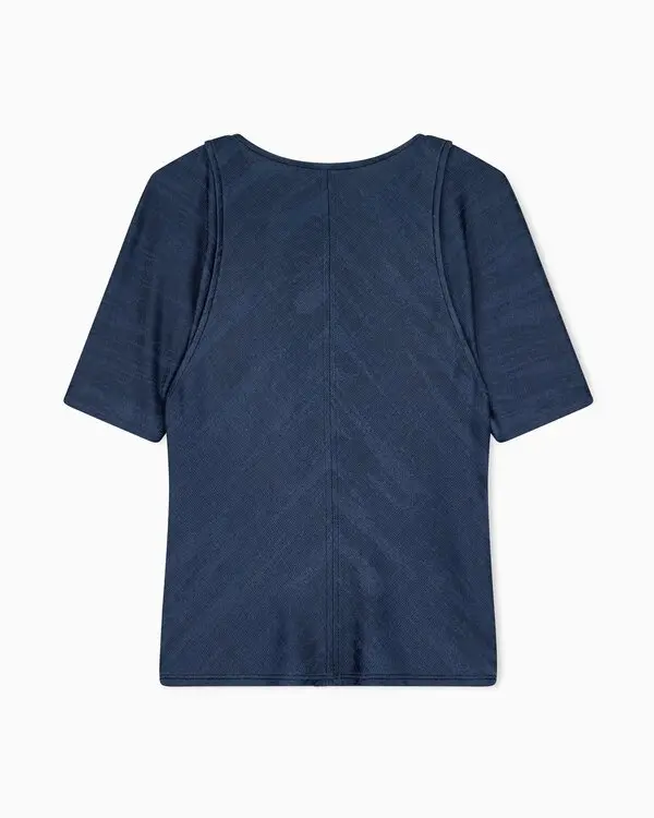 Giorgio Armani Slim-fit Jacquard Viscose T-shirt With Tank Effect