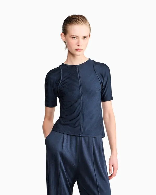 Giorgio Armani Slim-fit Jacquard Viscose T-shirt With Tank Effect
