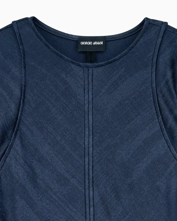 Giorgio Armani Slim-fit Jacquard Viscose T-shirt With Tank Effect