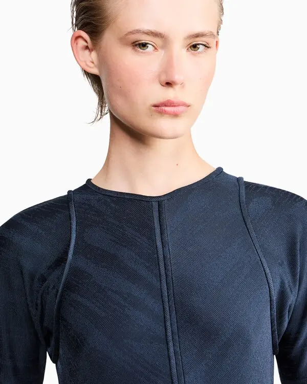 Giorgio Armani Slim-fit Jacquard Viscose T-shirt With Tank Effect