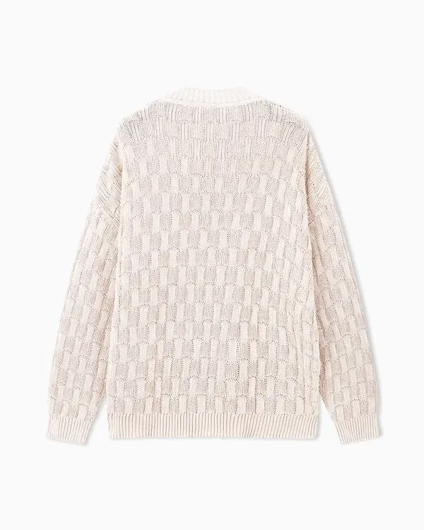 Giorgio Armani Oversized Silk Sweater With Ribbed Stitch And Pockets
