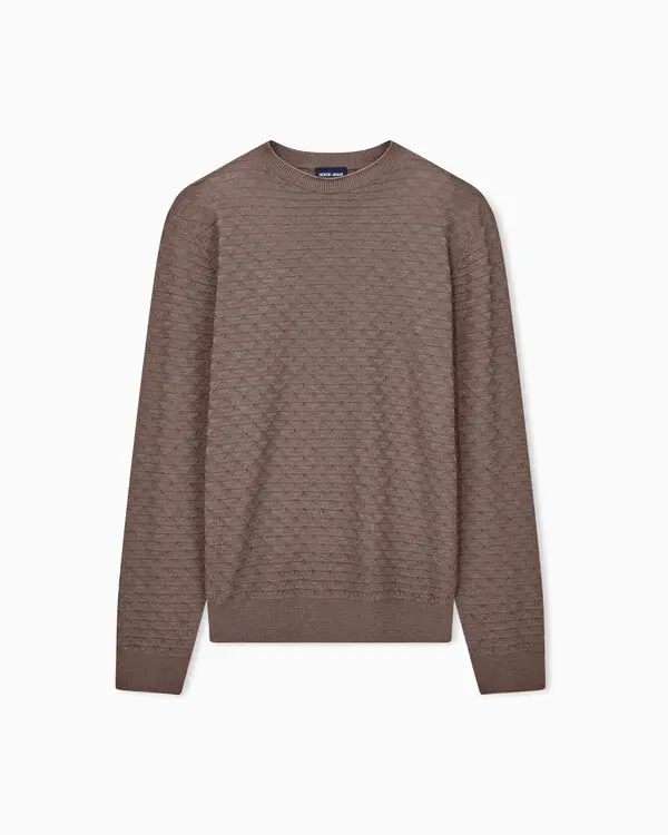 Giorgio Armani Virgin Wool Sweater With Triangle Weave - Brown