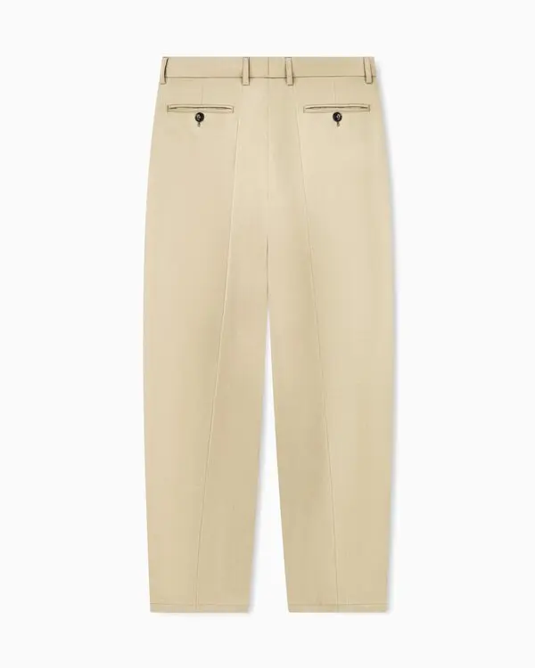 Giorgio Armani Regular Fit Washed Lyocell Poplin Trousers