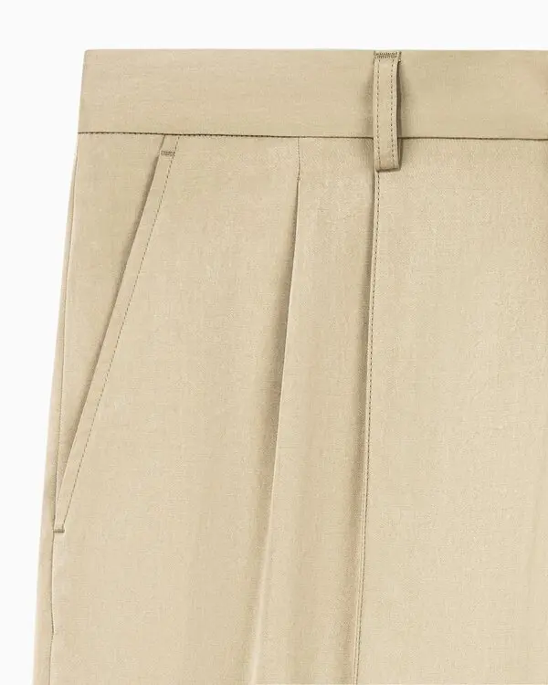 Giorgio Armani Regular Fit Washed Lyocell Poplin Trousers