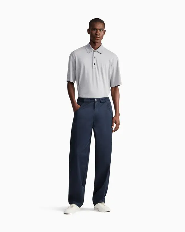 Giorgio Armani Regular Fit Stretch Cotton Gabardine Trousers - Blue