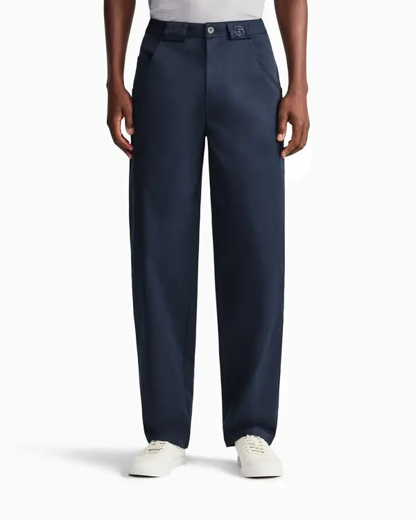 Giorgio Armani Regular Fit Stretch Cotton Gabardine Trousers - Blue