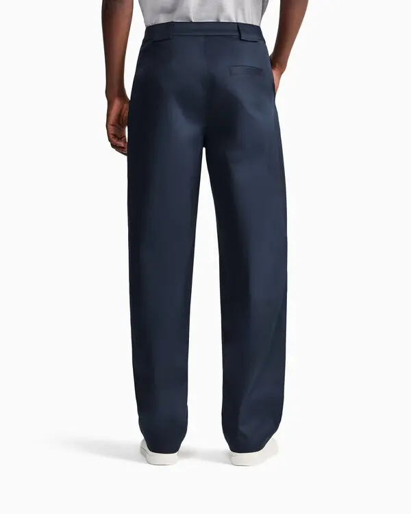 Giorgio Armani Regular Fit Stretch Cotton Gabardine Trousers - Blue