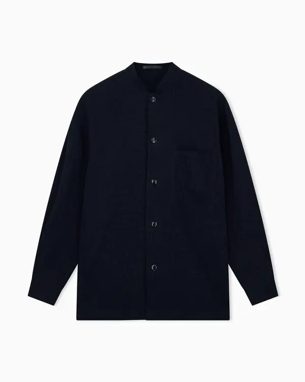 Giorgio Armani Shirt Oversized Solid Seersucker Viscose Cupro Blend