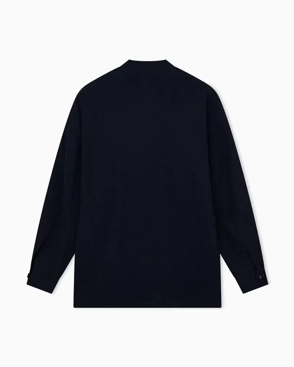 Giorgio Armani Shirt Oversized Solid Seersucker Viscose Cupro Blend