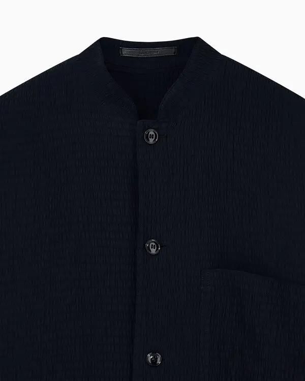 Giorgio Armani Shirt Oversized Solid Seersucker Viscose Cupro Blend