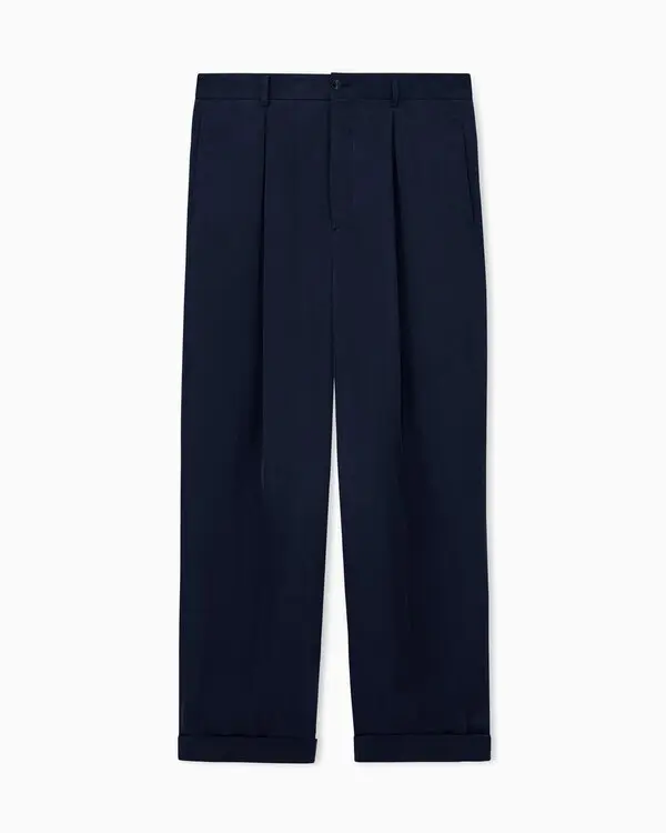 Giorgio Armani Oversized Fit Trousers In Lightweight Lyocell Satin