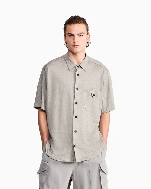 Giorgio Armani Shirt Oversized In Pure Linen Single Jersey