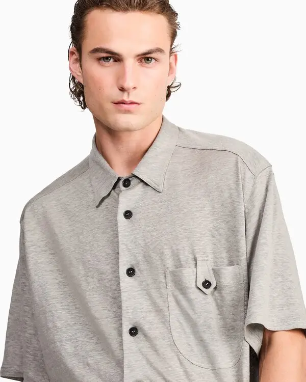 Giorgio Armani Shirt Oversized In Pure Linen Single Jersey
