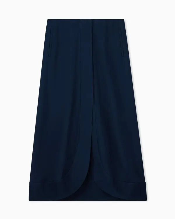 Giorgio Armani Midi Skirt In Triple Silk Georgette With Front Slit - Blue